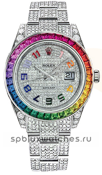Купить rolex datejust ii rainbow full pave tuning 41 mm 126300 custom